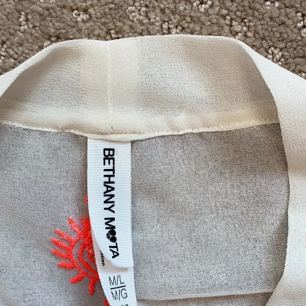 Bethany Mota | Tops | Bethanymota Embroidered Sheer Kimono White Coral ...